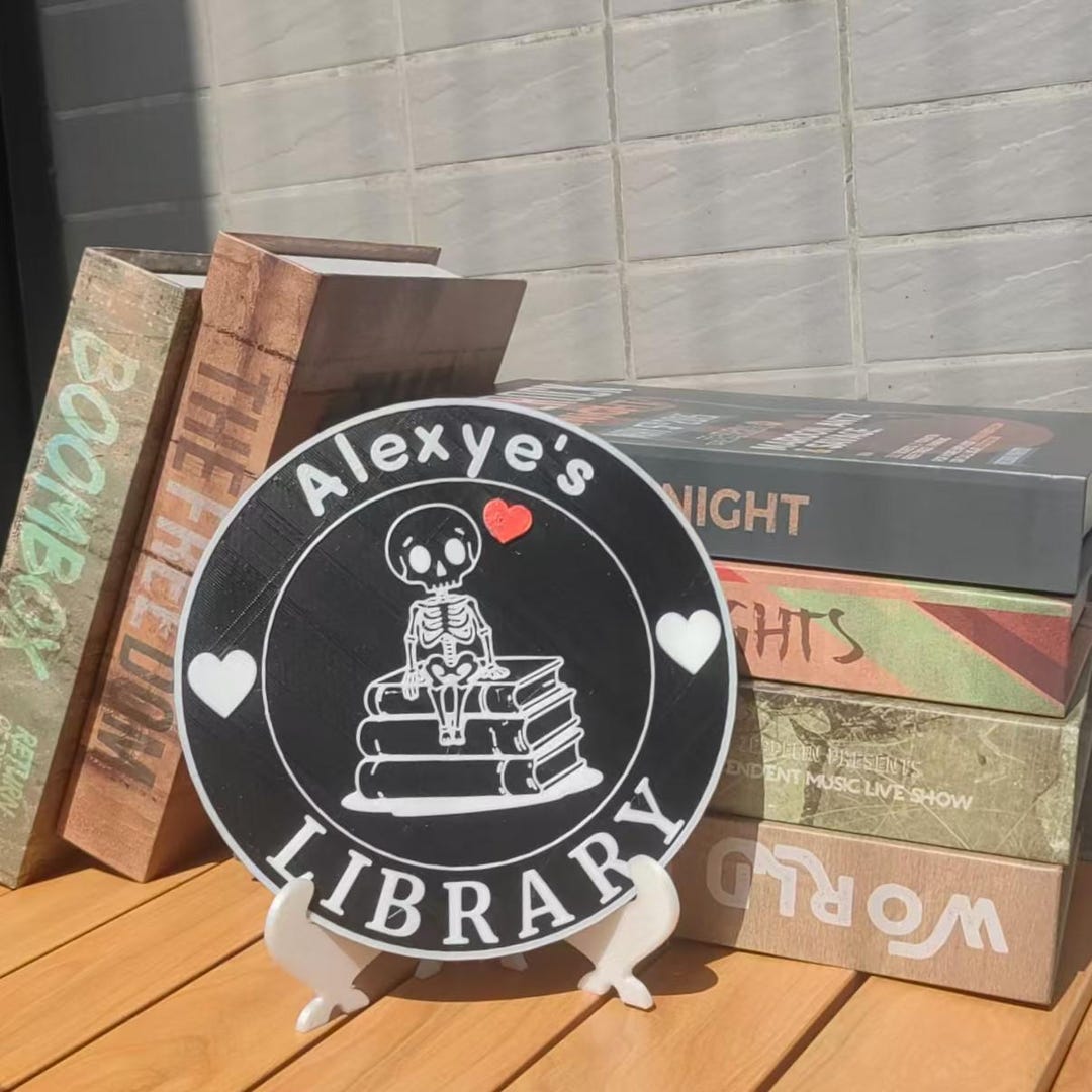 Personalized Skeleton Library Sign: 3D Printed Book Nook Decor - Etsy