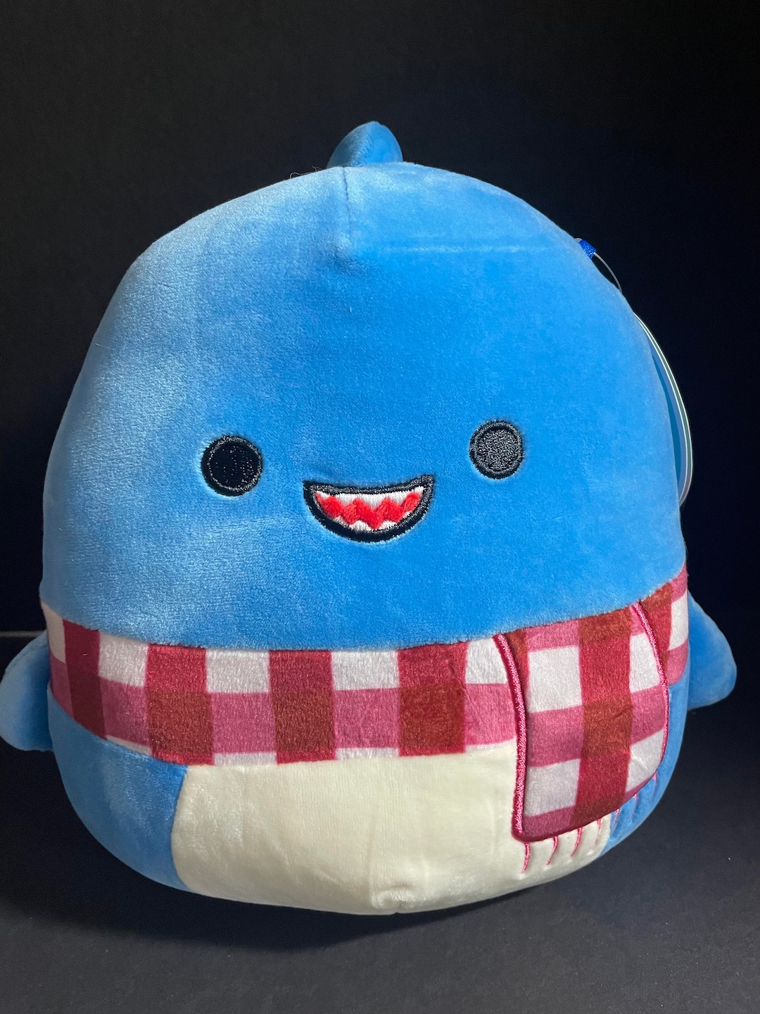 Squishmallow 8 Rey Blue Shark W/scarf W/custom Hand-made Beaded I Love ...
