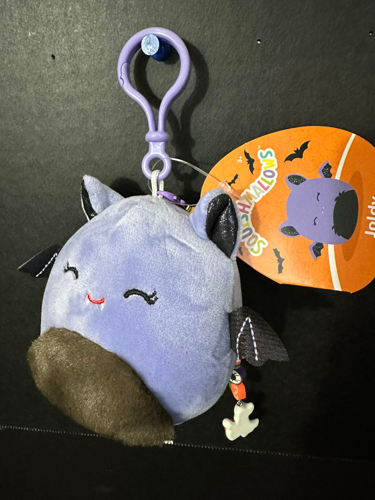 Squishmallow Joldy Purple Vampire Bat Clip-on Furry Belly W/custom ...