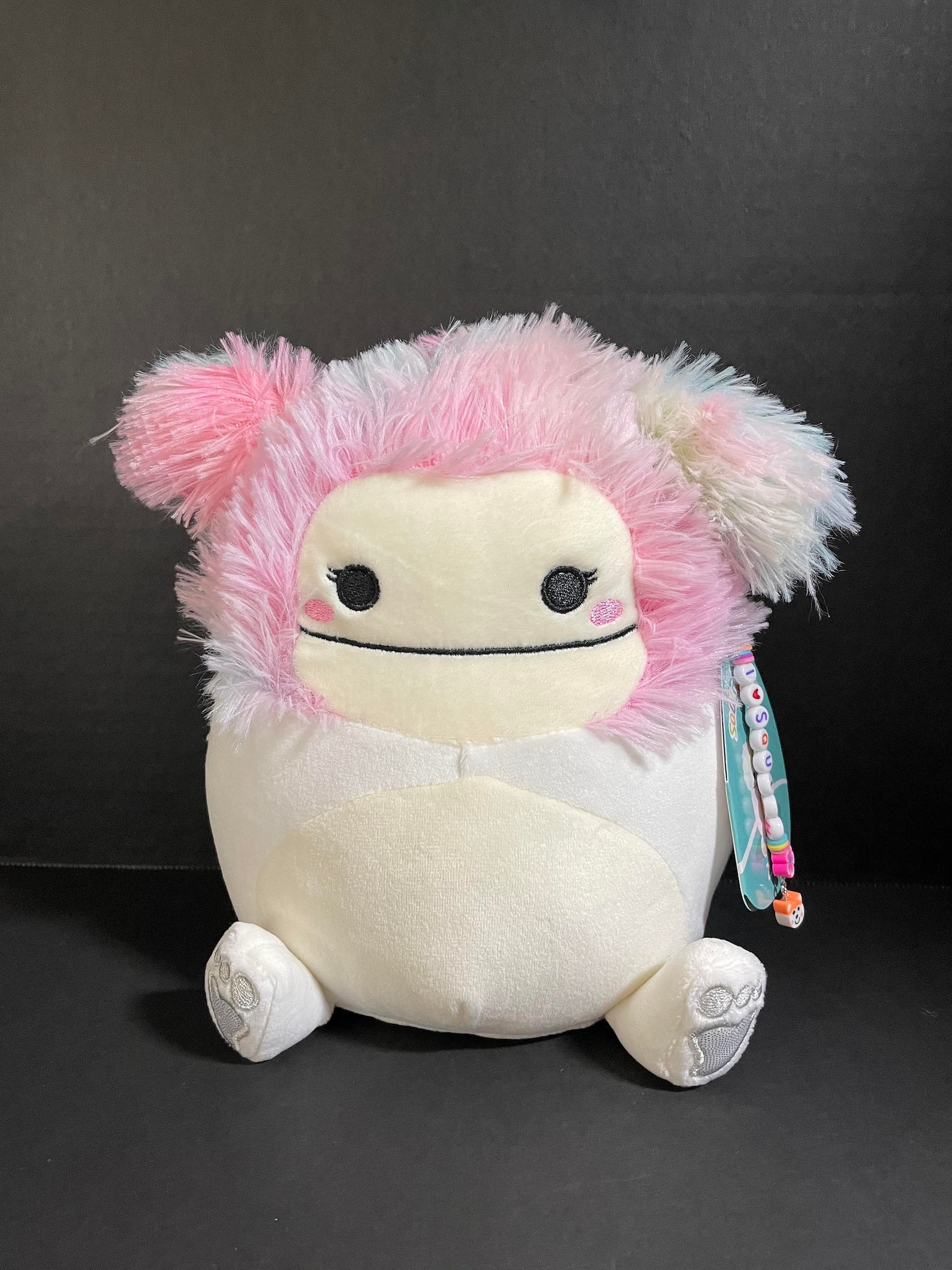 Squishmallow 7.5 Zaylee White Bigfoot W/custom Hand-made Beaded I Love ...