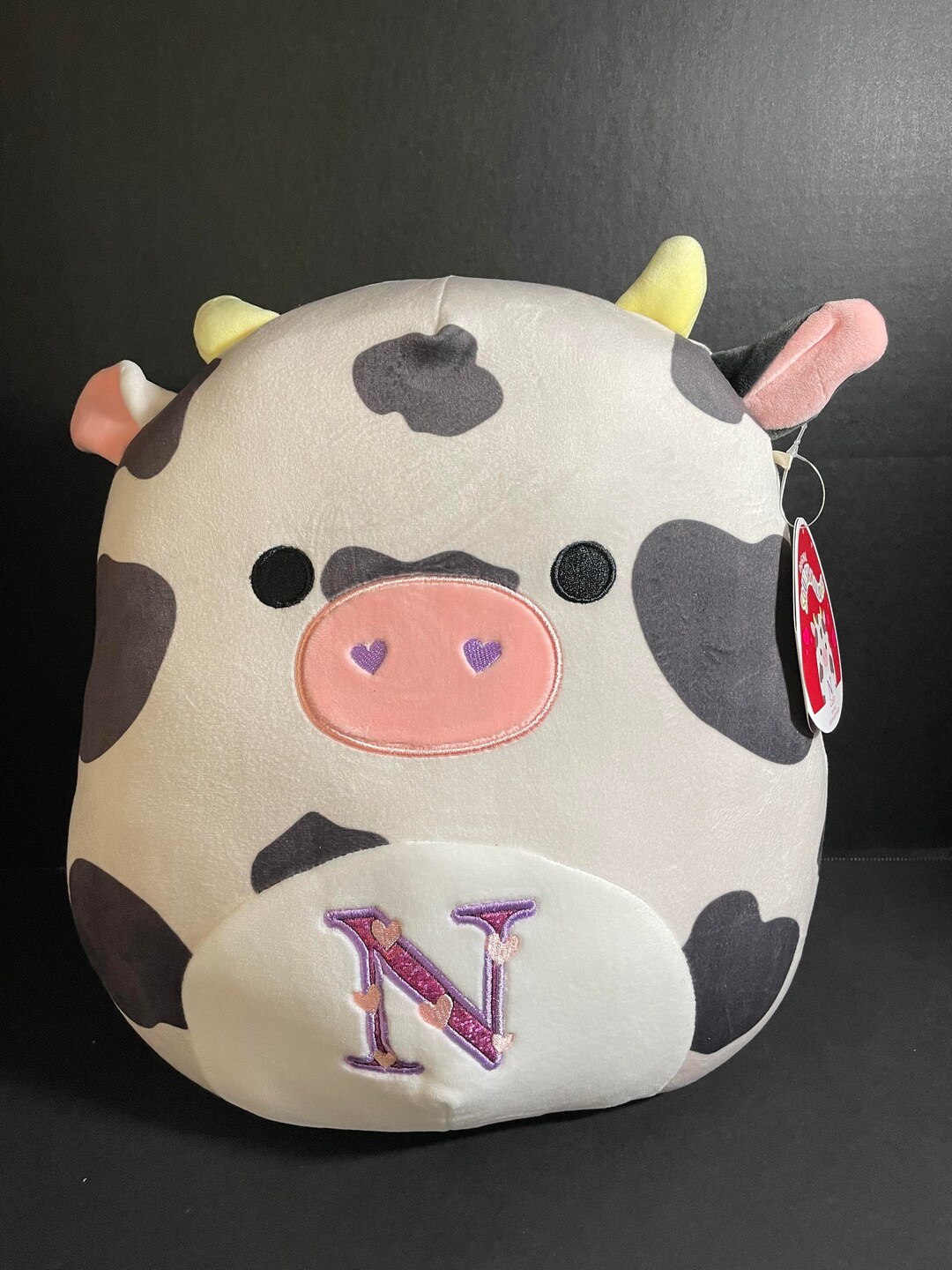Squishmallow 12 Colin Cow N Monogrammed W/custom Hand-made Beaded I ...
