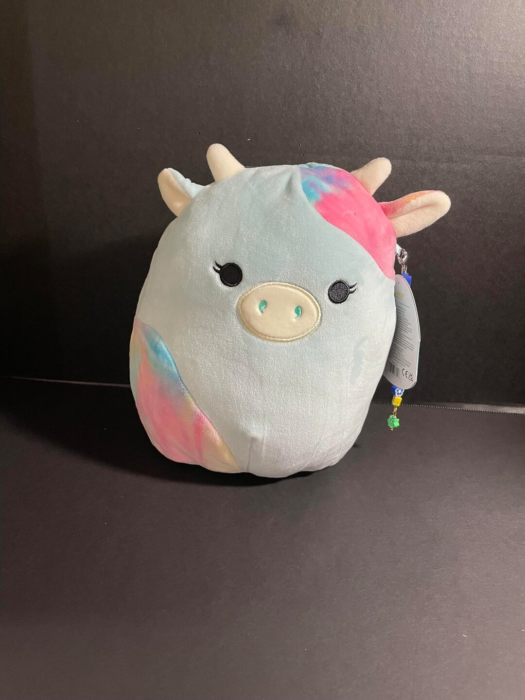Squishmallow 8 Caedia Cow Light Blue W/custom Hand-made Beaded I Love ...