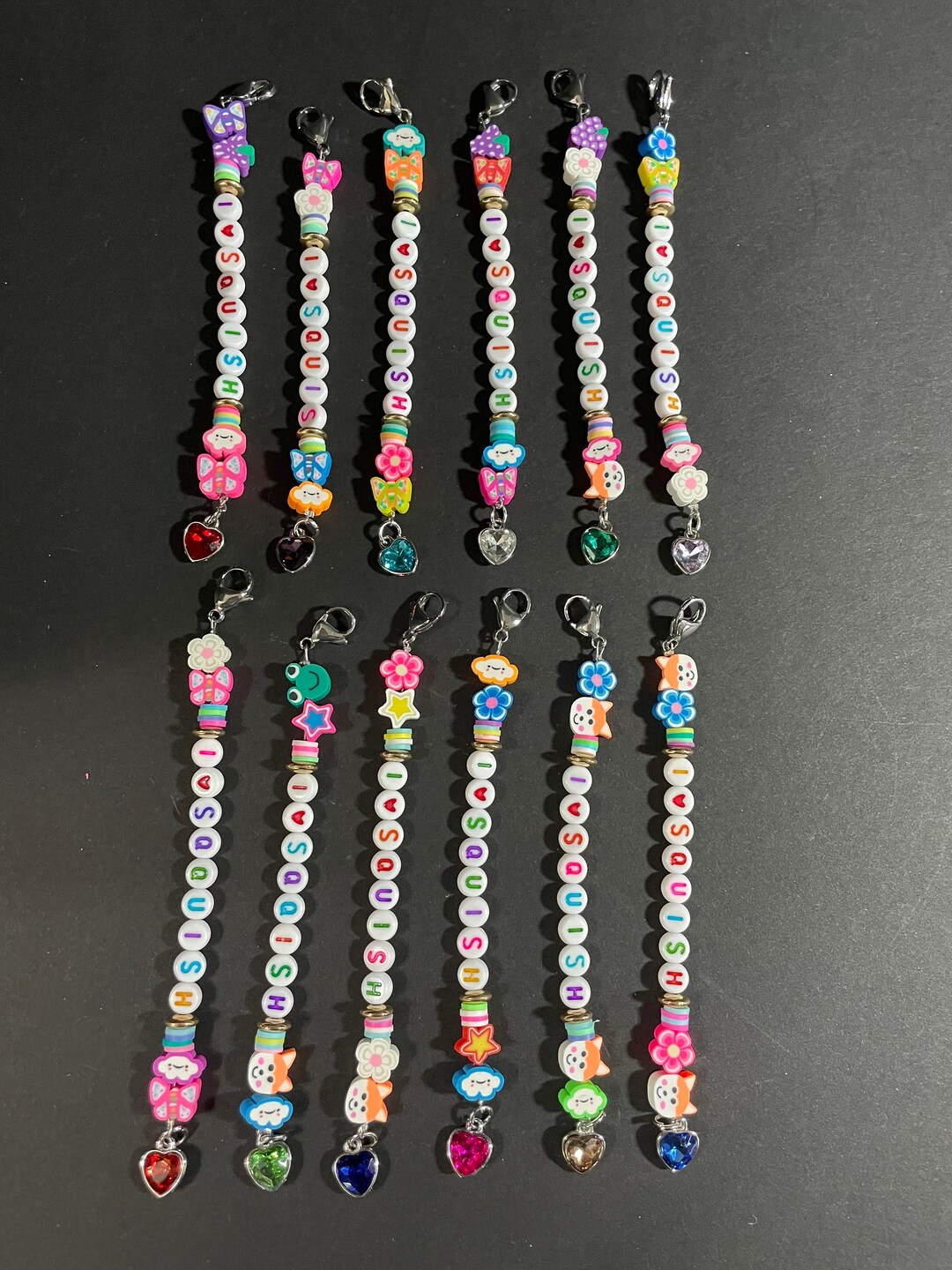 Squishmallow Custom Hand-made Beaded I LOVE SQUISH Clip-on Charm ...