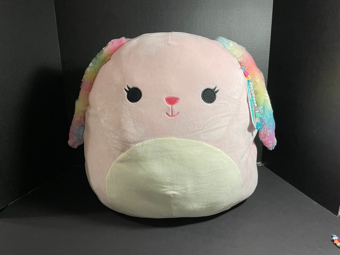 Squishmallow 16 Bop Bunny Rainbow Furry Ears W/custom Hand-made Beaded ...