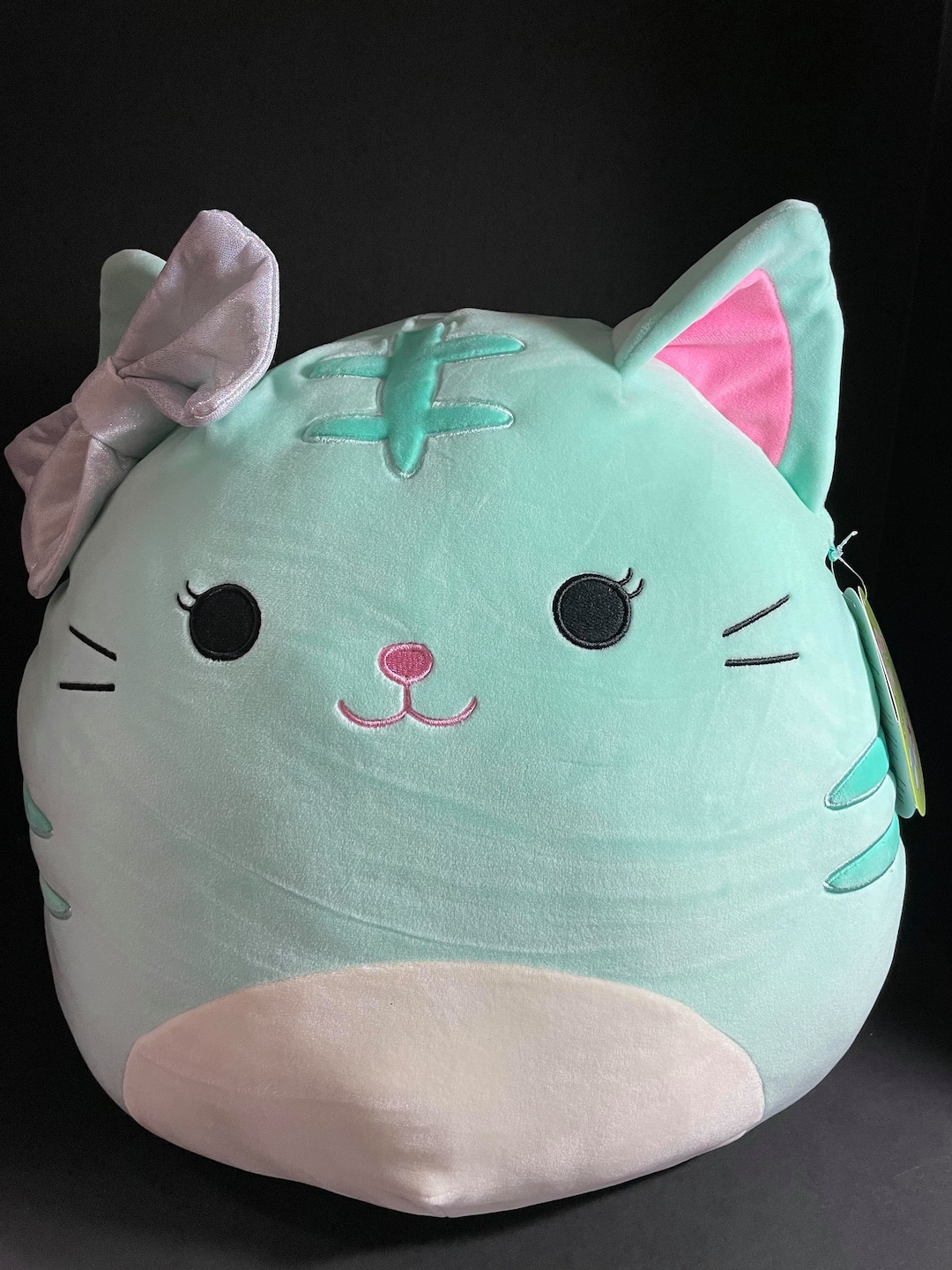 Squishmallow 16 Tres'zure Tabby Cat With Bow W/custom Hand-made Beaded ...