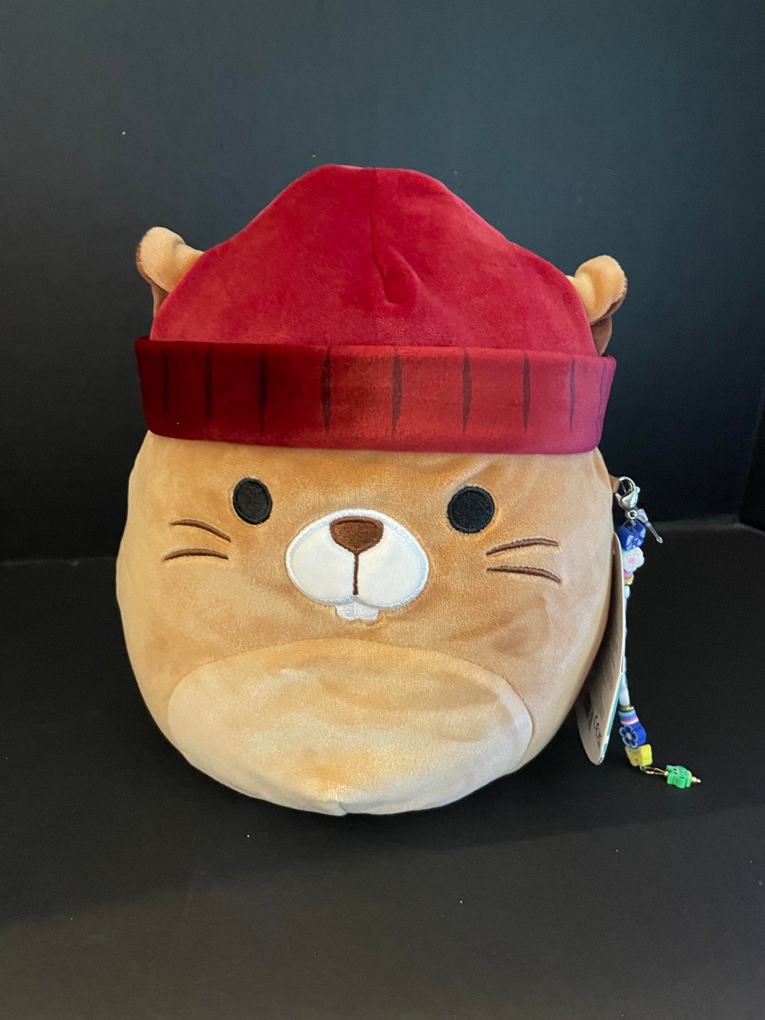 Squishmallow 7.5 Chip the Beaver Wearing Maroon Winter Beanie W/custom ...