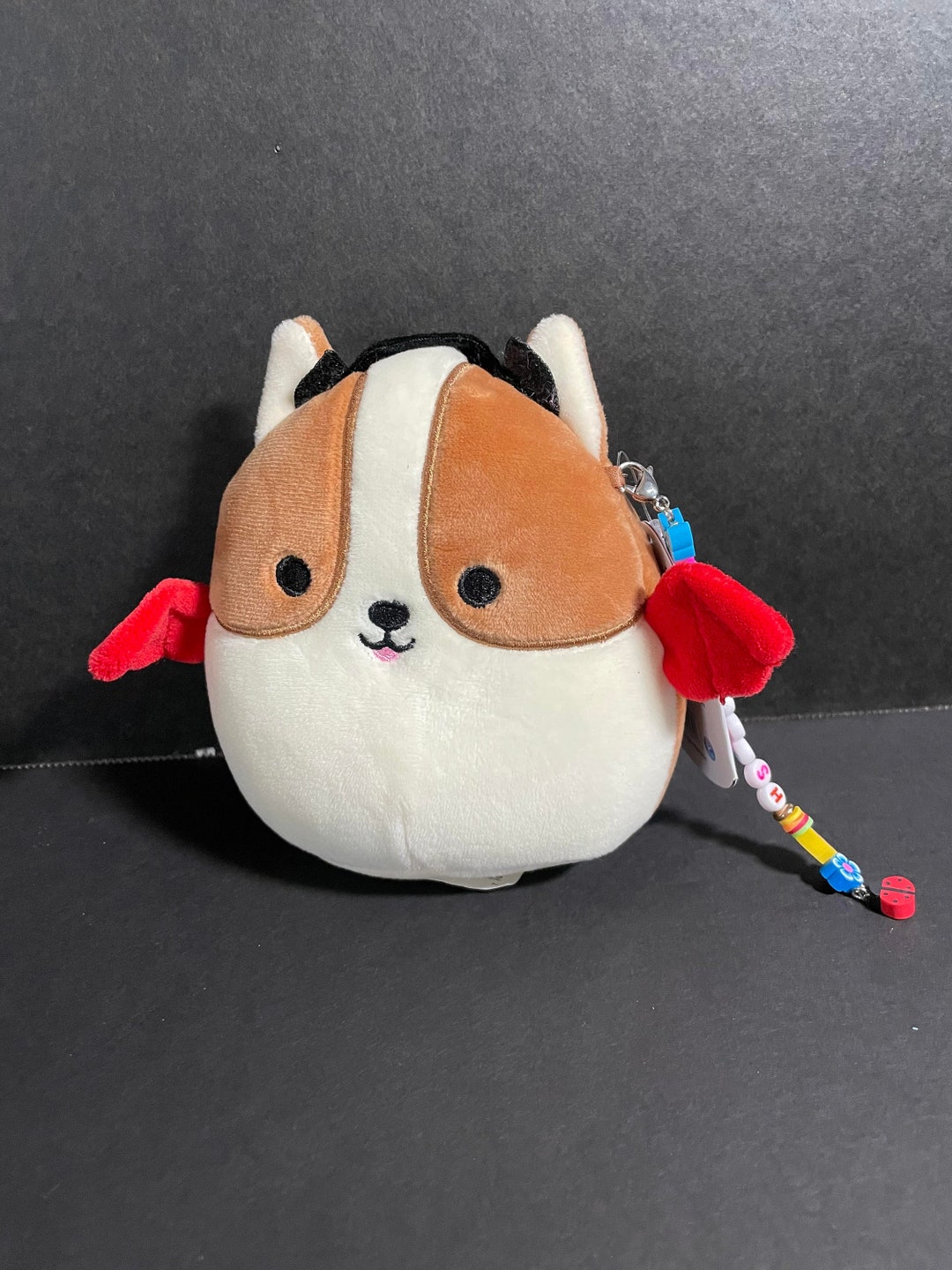 Squishmallow 5 Reginald Corgi Dog Vampire Bat W/custom Hand-made Beaded ...