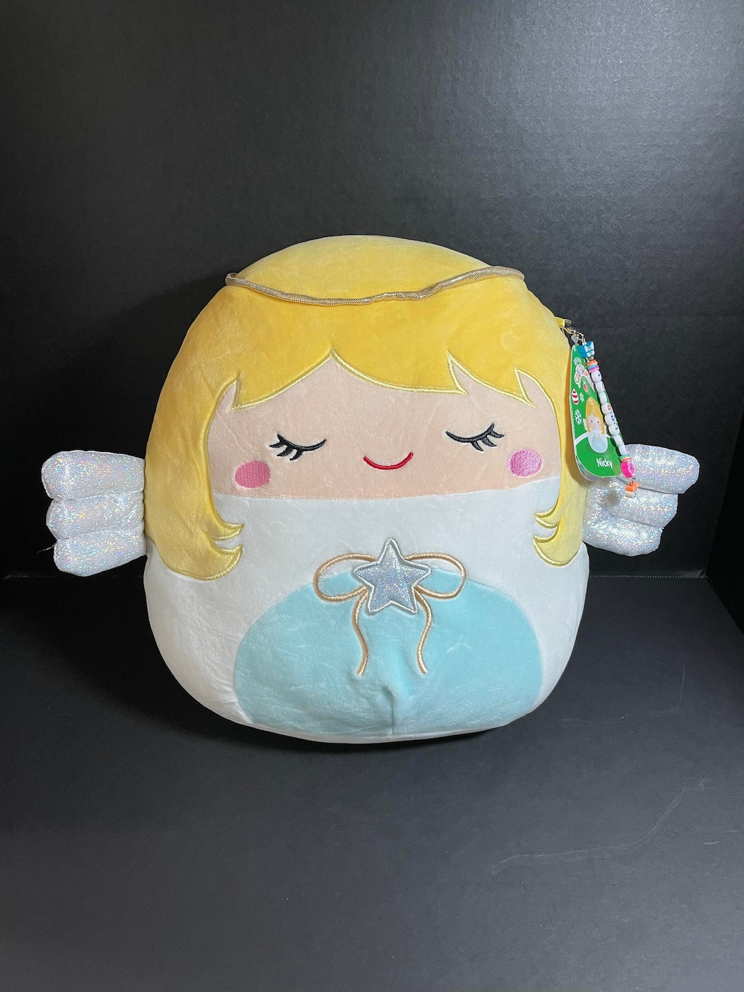 Squishmallow 12 Nicky Angel Holiday W/custom Hand-made Beaded I Love ...