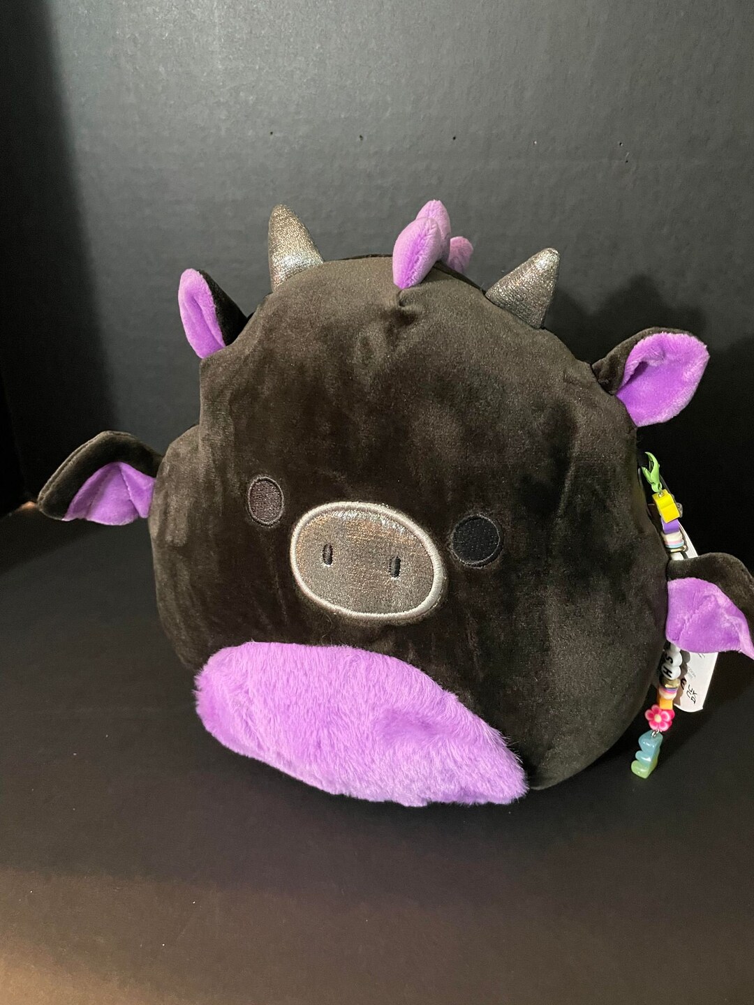 Squishmallow 8 Dent the Black & Purple Dragon Metallic W/custom Hand ...