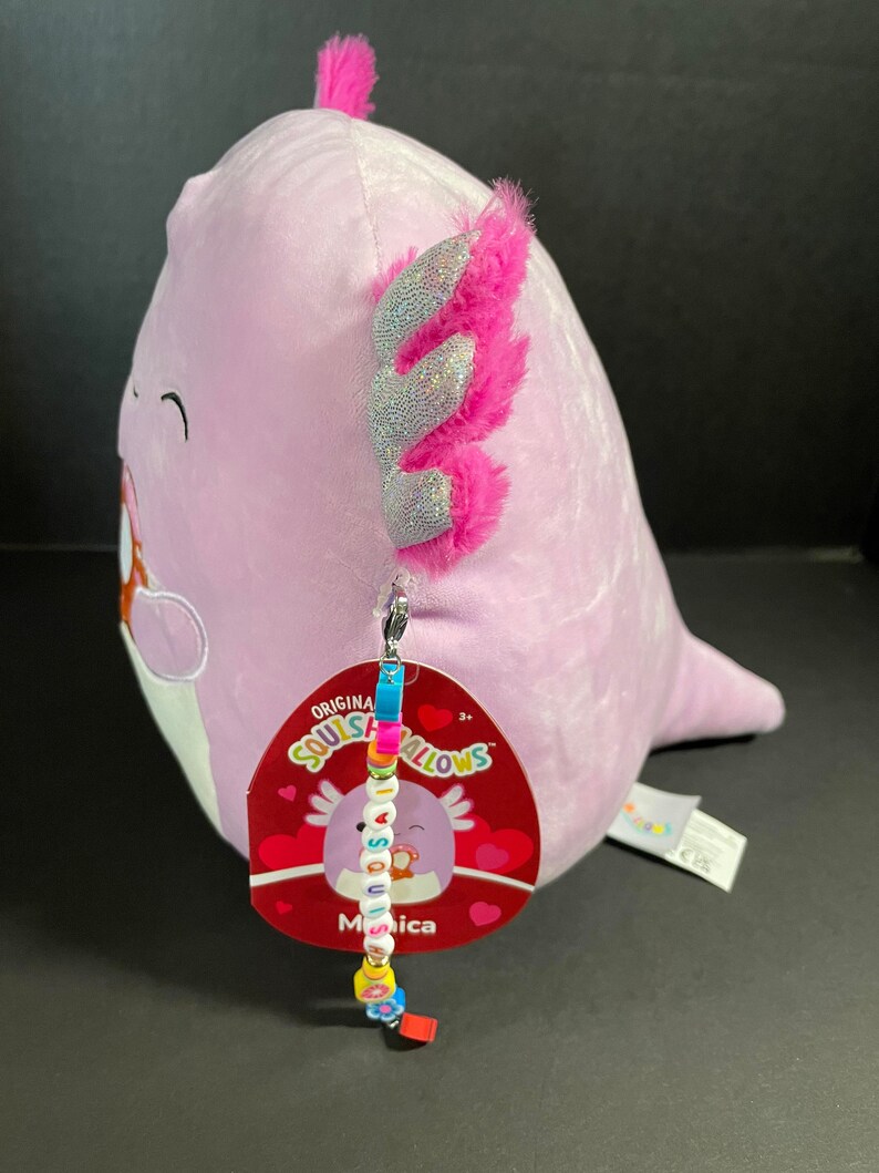 Squishmallow 8 Monica Axolotl With Hearts Pretzel W/custom Hand-made ...