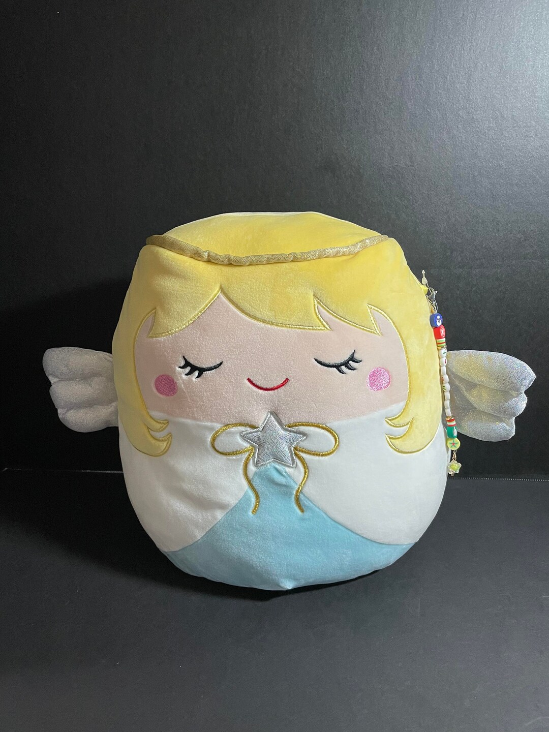 Squishmallow 12 Nicky Angel W/custom Hand-made Beaded I Love SQUISH ...