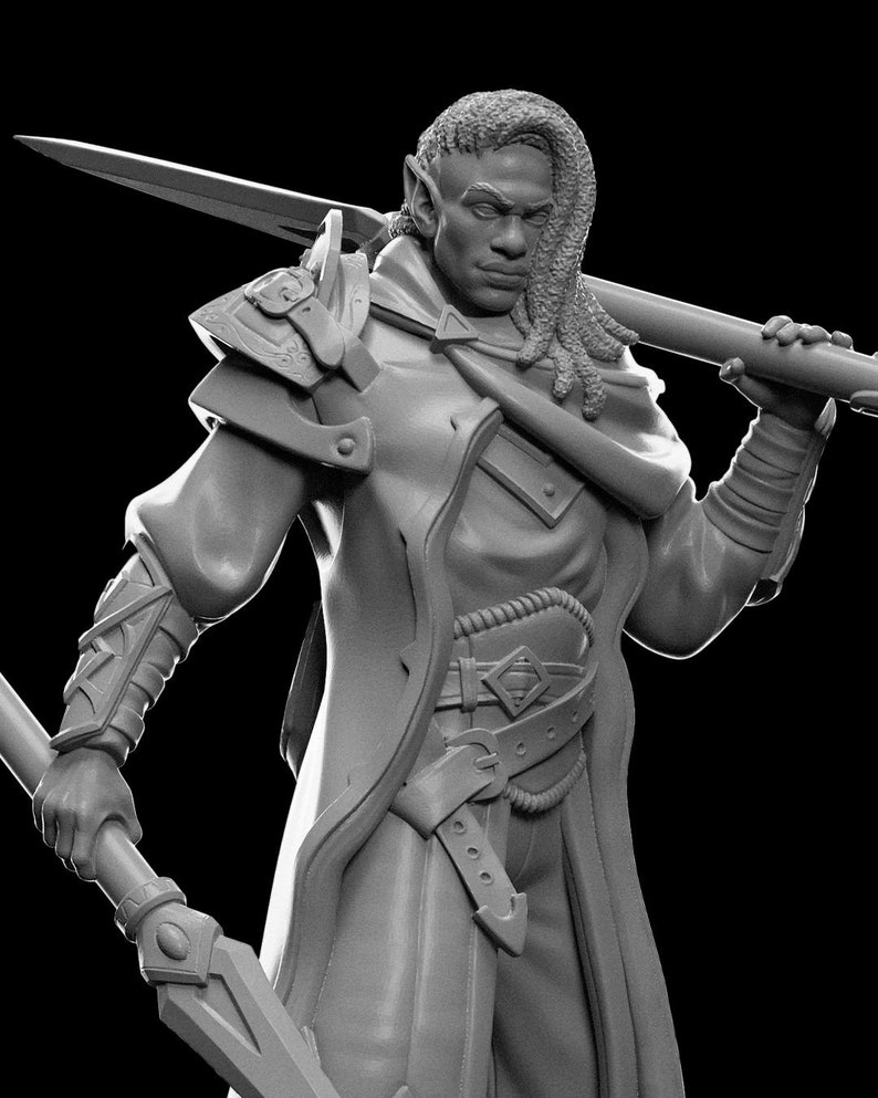Male Drow Miniature for Dnd Elf Fighter Miniature Dnd Figure for ...