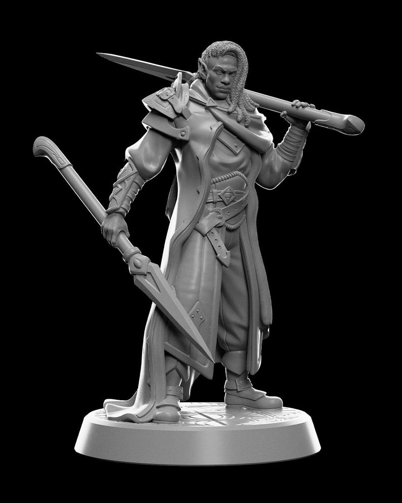 Male Drow Miniature for Dnd Elf Fighter Miniature Dnd Figure for ...