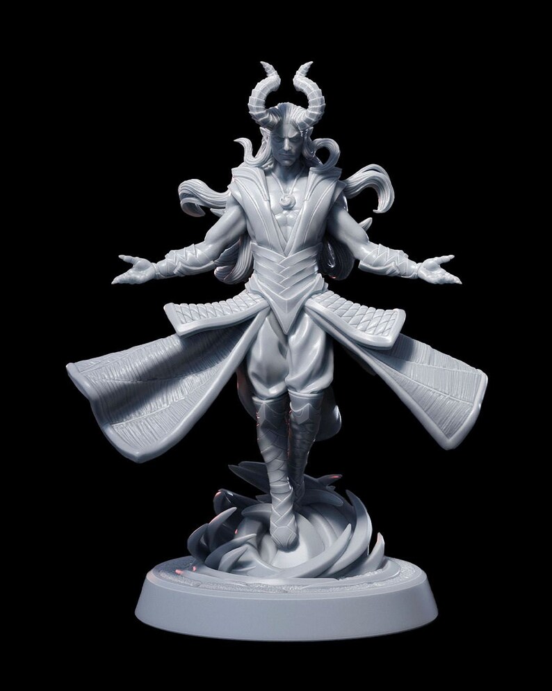 Tiefling Warlock Miniature for Dnd Male Tiefling Miniature Dnd Figure ...