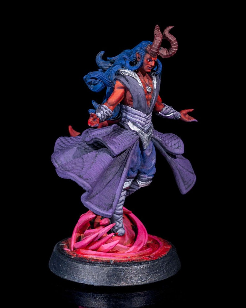 Tiefling Warlock Miniature for Dnd Male Tiefling Miniature Dnd Figure for Pathfinder Minis for ...