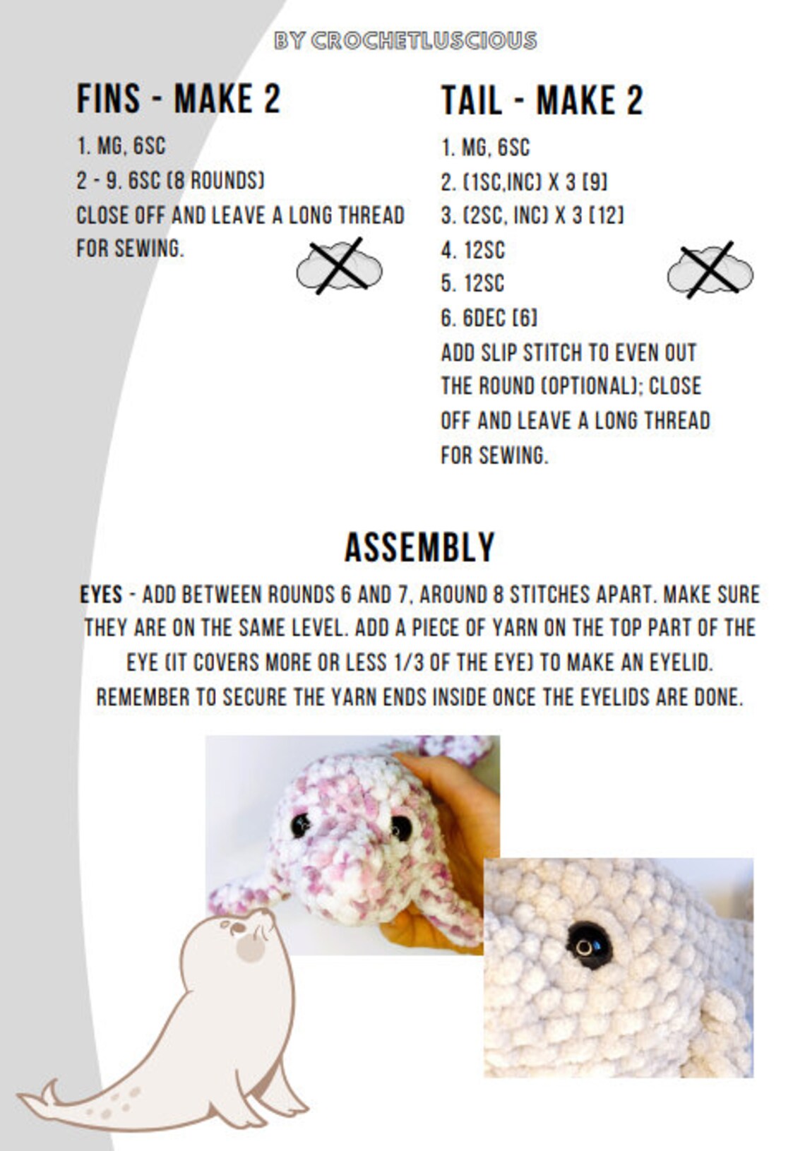 Isla the Baby Seal Amigurumi Crochet Pattern - Minimum Sewing! PDF ONLY ...