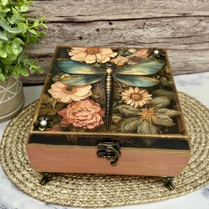 Dragonfly Jewelry or Trinket Box, Lightweight Decoupage Storage Box ...