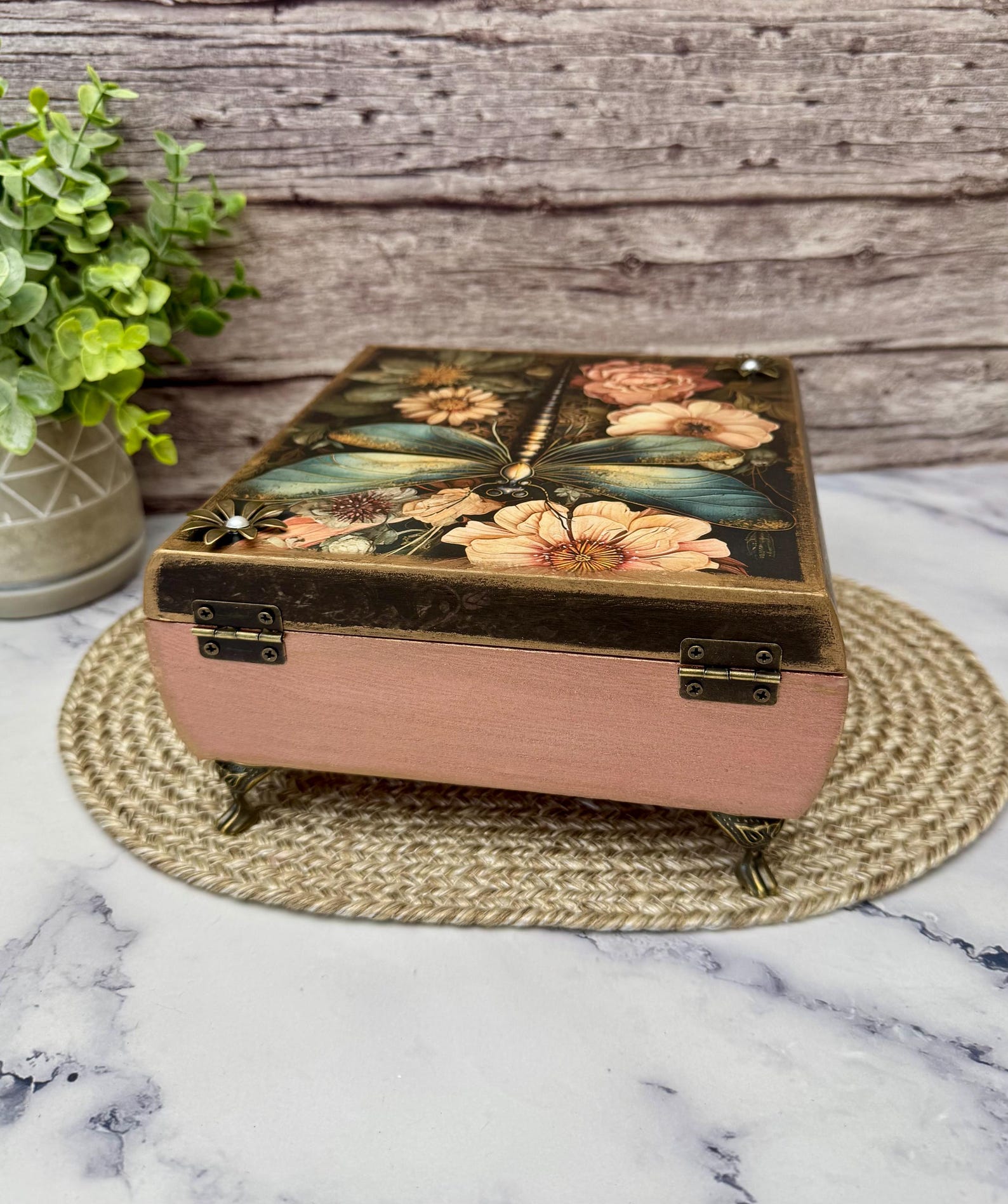 Dragonfly Jewelry or Trinket Box, Lightweight Decoupage Storage Box ...