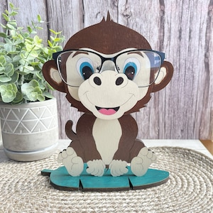 Monkey Eyeglass Holder Hand Painted, Jungle Theme Glasses Stand and ...
