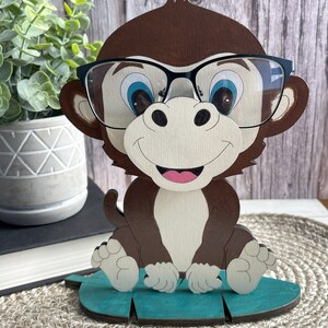 Monkey Eyeglass Holder Hand Painted, Jungle Theme Glasses Stand and ...