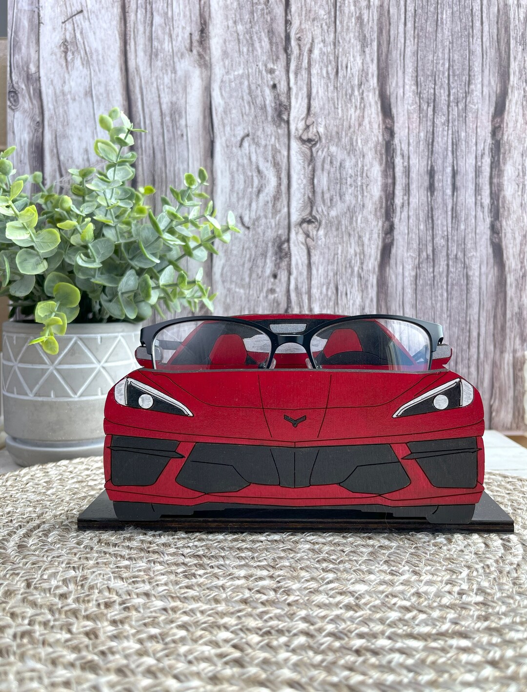 Red Corvette Stingray Eyeglass Holder Hand Painted, Sports Car Glasses ...