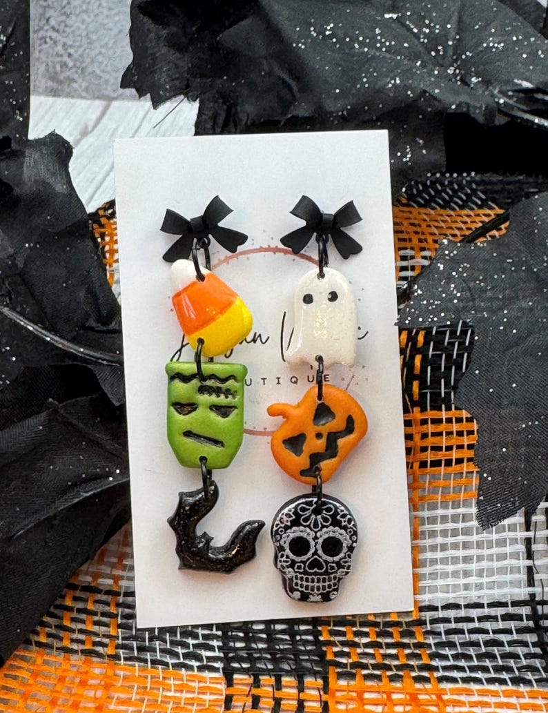 3 Tier Halloween Charm Earrings, Cute and Spooky Halloween Jewelry ...