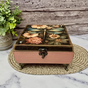 Dragonfly Jewelry or Trinket Box, Lightweight Decoupage Storage Box ...
