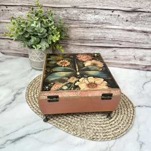 Dragonfly Jewelry or Trinket Box, Dragonfly Decoupage Storage Box ...