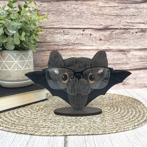Black Bat Eyeglass Holder Hand Painted, Spooky Bat Glasses Stand ...