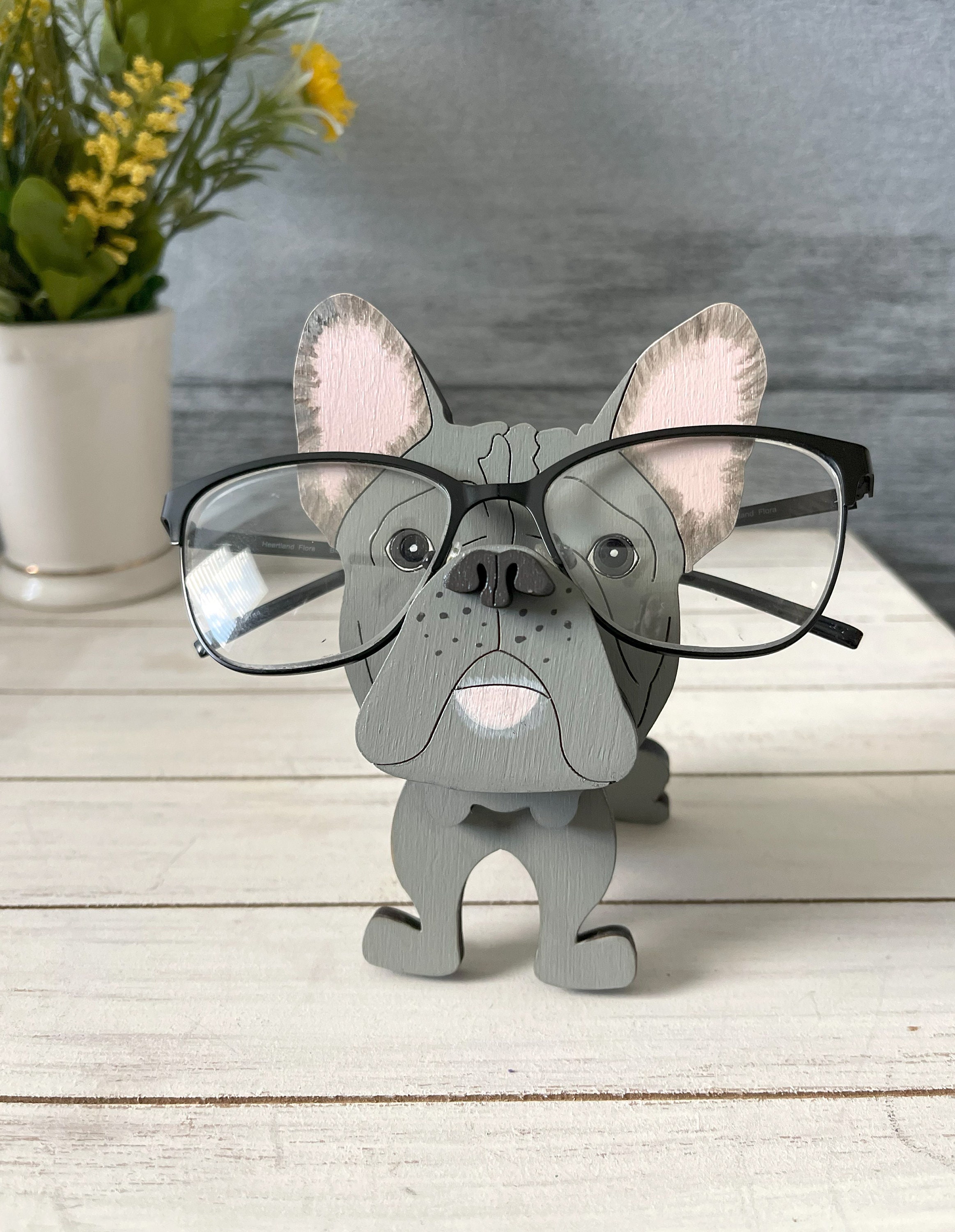 Grey Frenchie Eyeglass Holder Hand Painted, Adorable French Bulldog ...