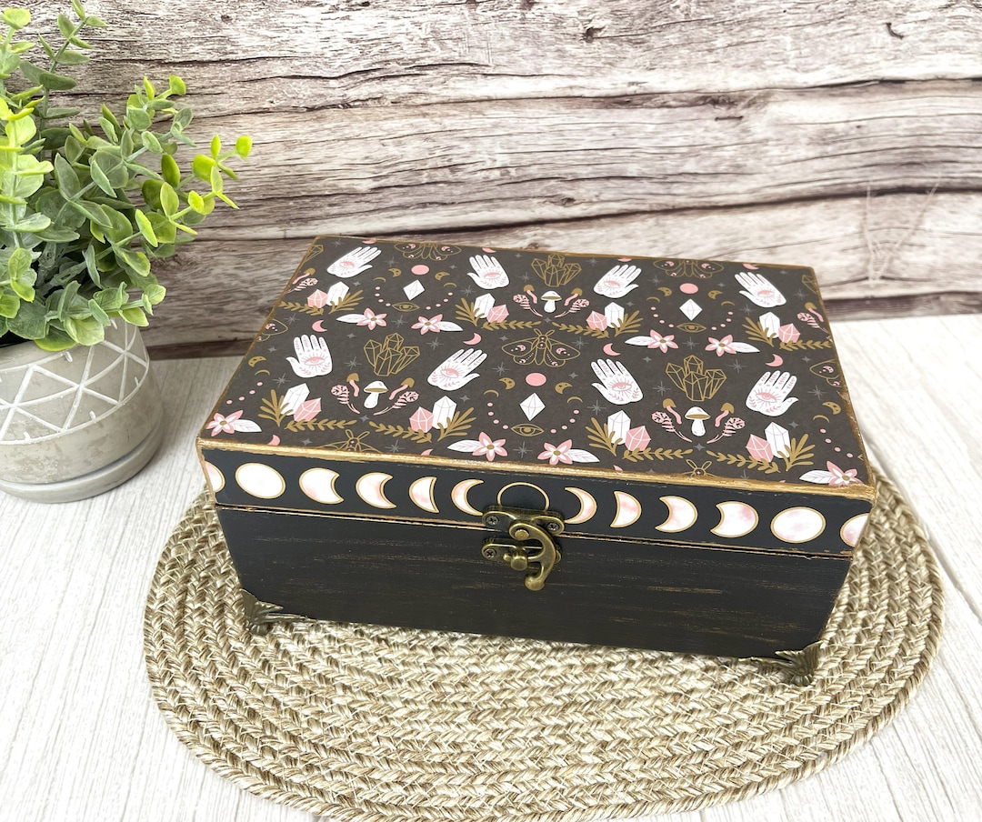 Mystical Gothic Jewelry or Trinket Box Decoupaged and Hand Painted ...