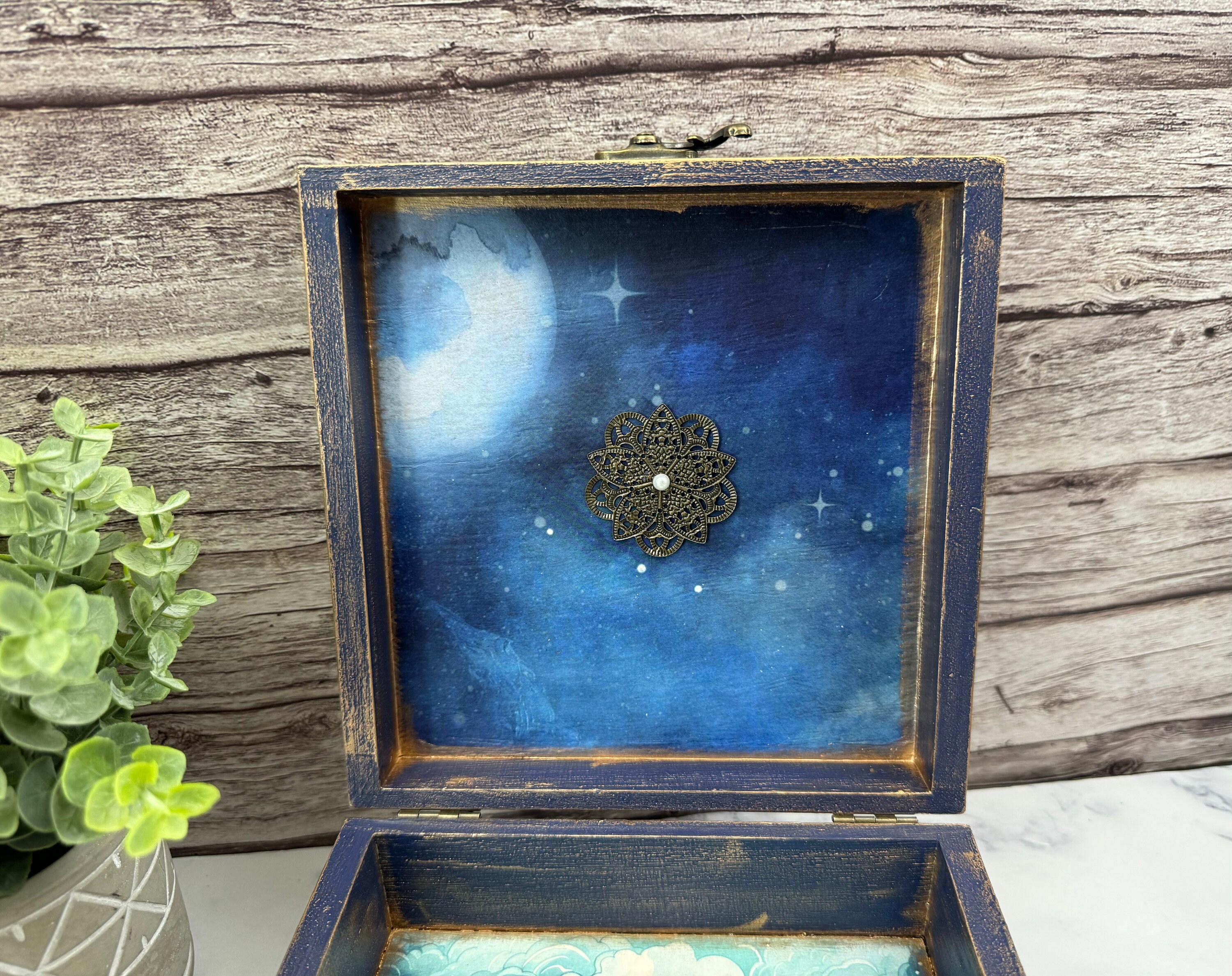 Mermaid in the Moon Jewelry Box, Lightweight Decoupage Box, Mermaid ...