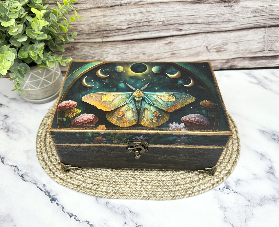 Gothic Moth Jewelry or Trinket Box, Gothic Home Decor, Lightweight ...