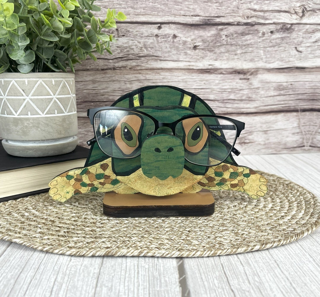 Turtle Eyeglass Holder Hand Painted, Cute Animal Glasses Stand, Perfect ...