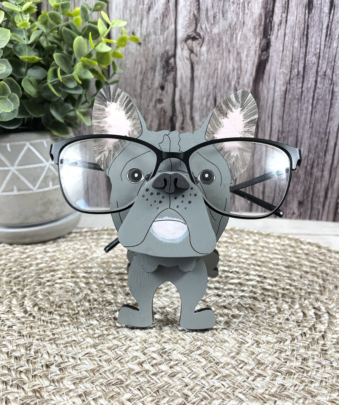 Grey Frenchie Eyeglass Holder Hand Painted, Adorable French Bulldog ...