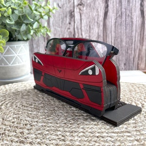 Red Corvette Stingray Eyeglass Holder Hand Painted, Sports Car Glasses ...