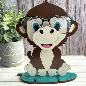 Monkey Eyeglass Holder Hand Painted, Jungle Theme Glasses Stand and ...