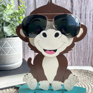 Monkey Eyeglass Holder Hand Painted, Jungle Theme Glasses Stand and ...