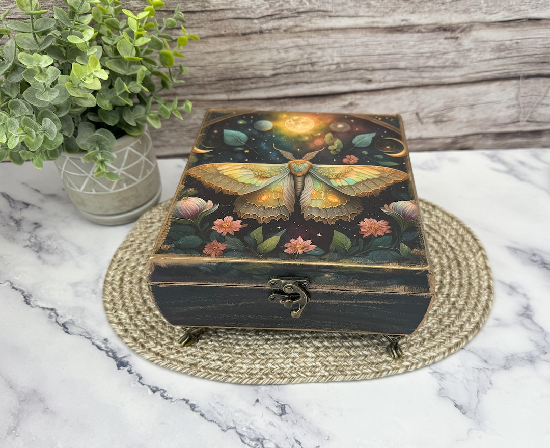 Gothic Moth Jewelry or Trinket Box, Gothic Home Decor, Lightweight ...