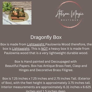 Dragonfly Jewelry or Trinket Box, Lightweight Decoupage Storage Box ...