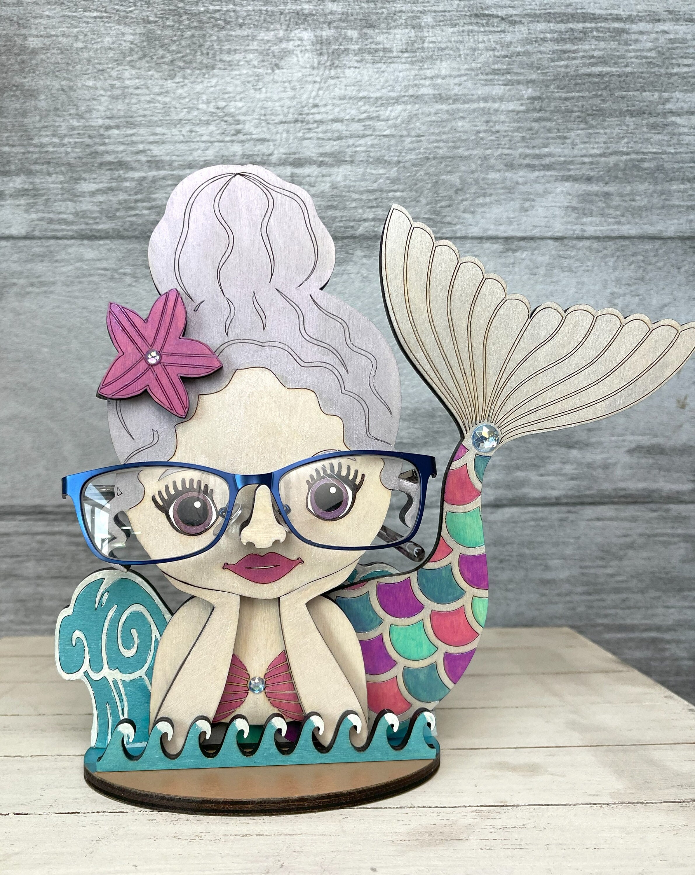 Mermaid Eyeglass Holder Hand Painted, Functional Desk Accessory ...