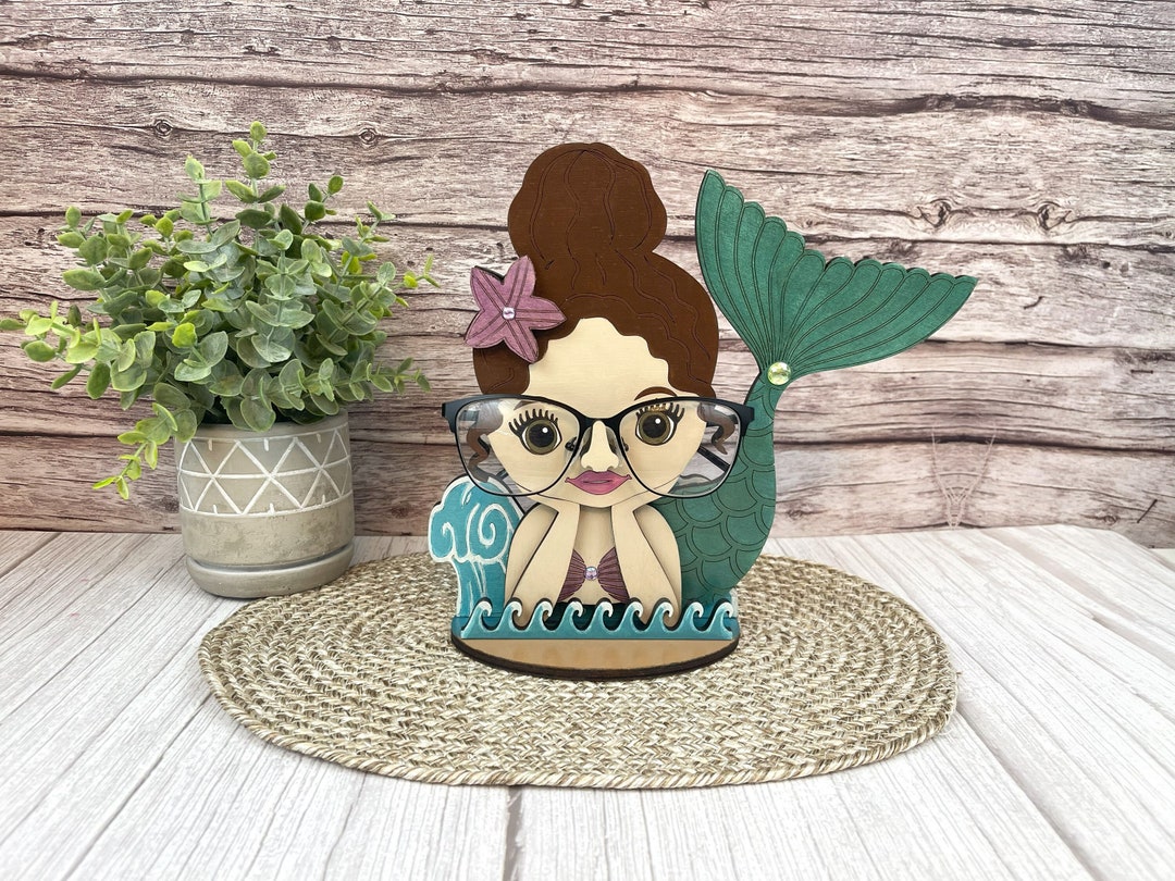 Mermaid Eyeglass Holder Hand Painted, Desk Accessory for Eyeglass ...