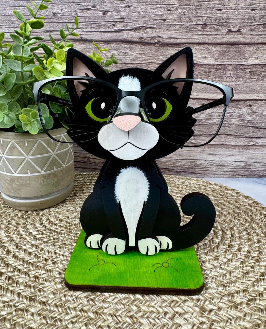 Cat Eyeglass Holder, Tuxedo Kitty Glasses Stand, Perfect Gift for Cat ...