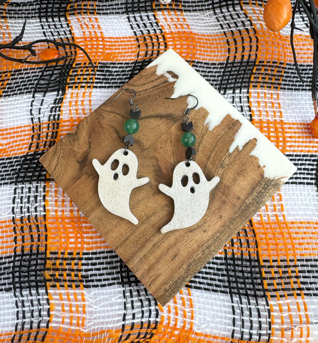 Sparkly Ghost Dangle Earrings With Beads, Cute Halloween Jewelry for ...