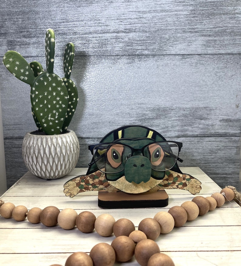 Turtle Eyeglass Holder Hand Painted, Cute Animal Glasses Stand, Perfect ...