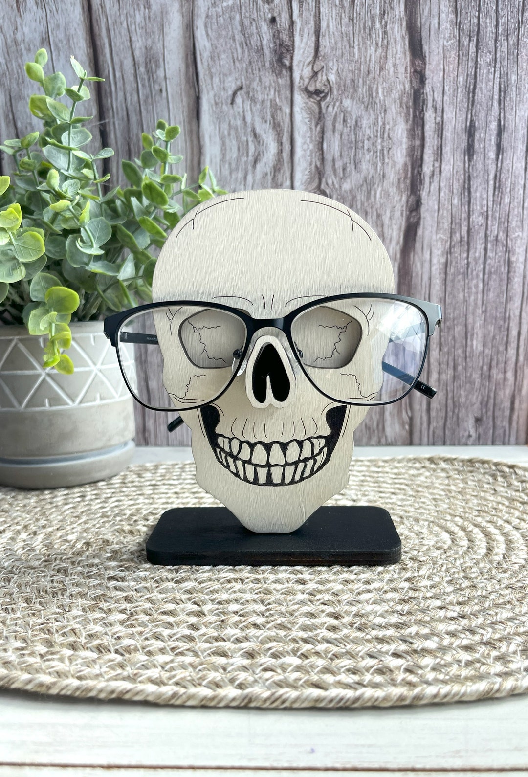 Skull Eyeglass Holder Hand Painted, Gothic Home Decor, Spooky and ...