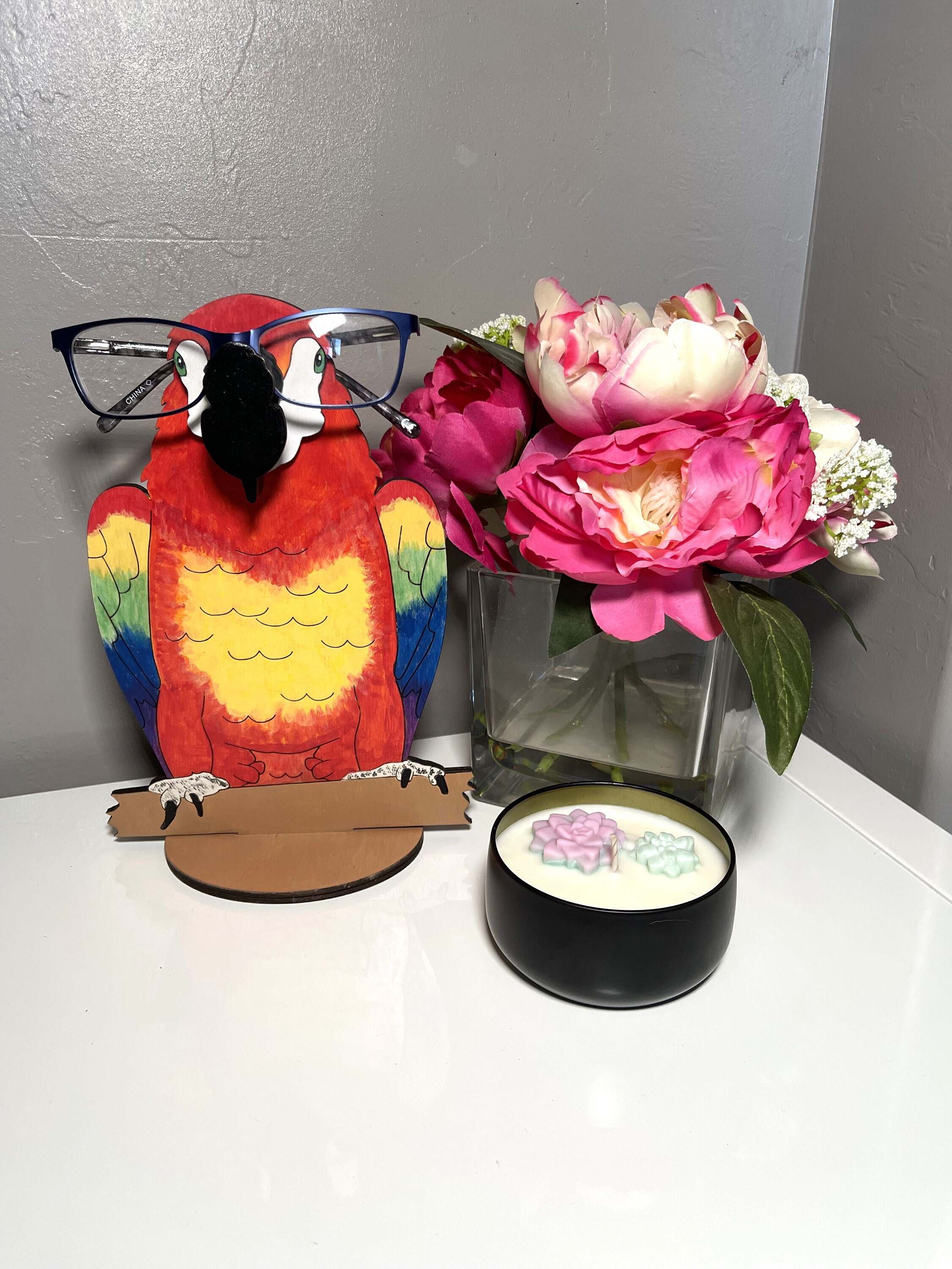 Hand Painted Parrot Eyeglass Holder Bird Eyeglass Stand - Etsy