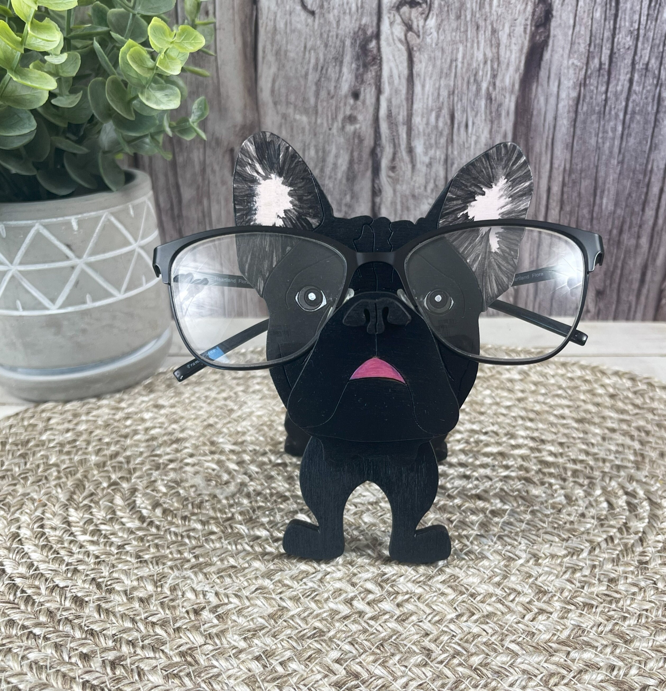 Black Frenchie Eyeglass Holder Hand Painted, French Bulldog Glasses ...