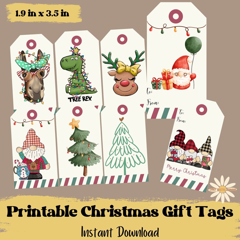 Printable Christmas Gift Tags Christmas Gnomes Merry Christmas Tags ...