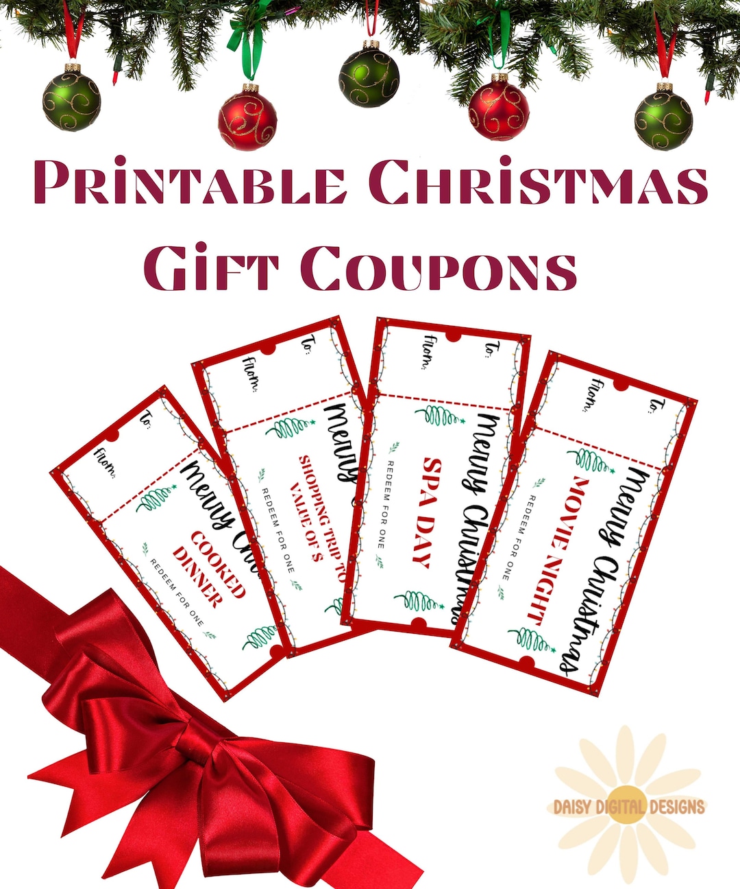Printable Digital Coupons | Christmas Gift | Gift Coupon Templates ...